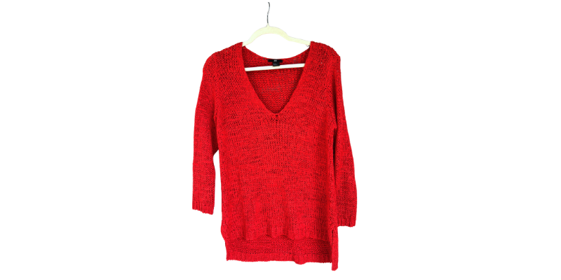 Size Medium | HM Cherry Red Open Weave Sweater – Dear Mushka
